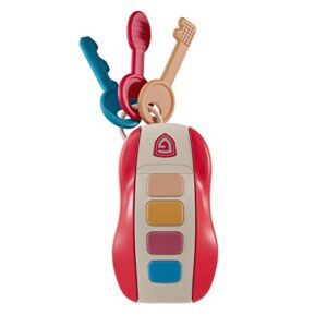 jollybaby baby musical remote car key toy with 3 teether keys & 4 fun sounds, early educational learning teething play toy keys for baby, toddler, kids(red)