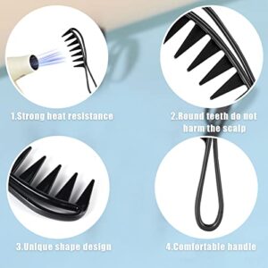 KINBOM 2Pcs Hair Combs, Wide Tooth Comb for Curly Wet Wavy Thick Hair Wigs Barber Salon, Large Tooth Spacing Shark Teeth Hair Hairstyle Tool (Black)