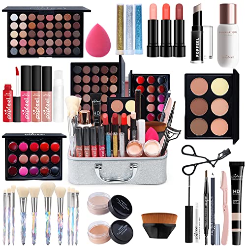 FantasyDay All-in-one Holiday Make up Gift Set | Makeup Kit for Women Full Kit Essential Starter Bundle Include Eyeshadow Palette Lipstick Blush Foundation Concealer Face Powder Mascara Lipgloss Brush