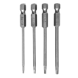 Hex Bit Set 4in1, SKZIRI Hex Head 1.5, 2.0 2.5 3.0mm Allen Wrench Drill Bit Set 1/4" Hex Shank 3inch Long Screwdrivers Bit for RC Repair Electric Screwgun/Power Drill RC Hobby Tool Kit