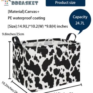 DDBASKET Rectangle Cow Basket Cow Print Storage Basket Cute Canvas Organizer Bin Kids Toy Basket for Bedroom Decor Kids Toys Books, Clothes Shelves Gift Basket(Cow print)