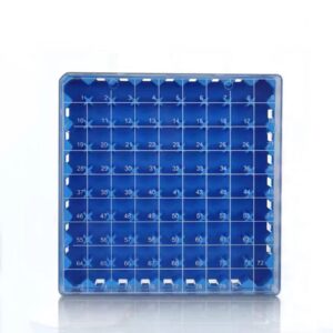 cryogenic storage box - polycarbonate freezer boxes,blue/81 place, for storing 1.5-2.0 ml cryotubes (pack of 1)