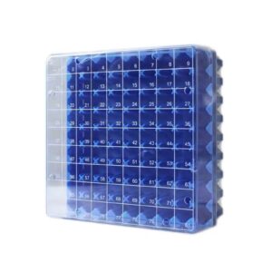 Cryogenic Storage Box - Polycarbonate Freezer Boxes,Blue/81 Place, for Storing 1.5-2.0 mL Cryotubes (Pack of 1)