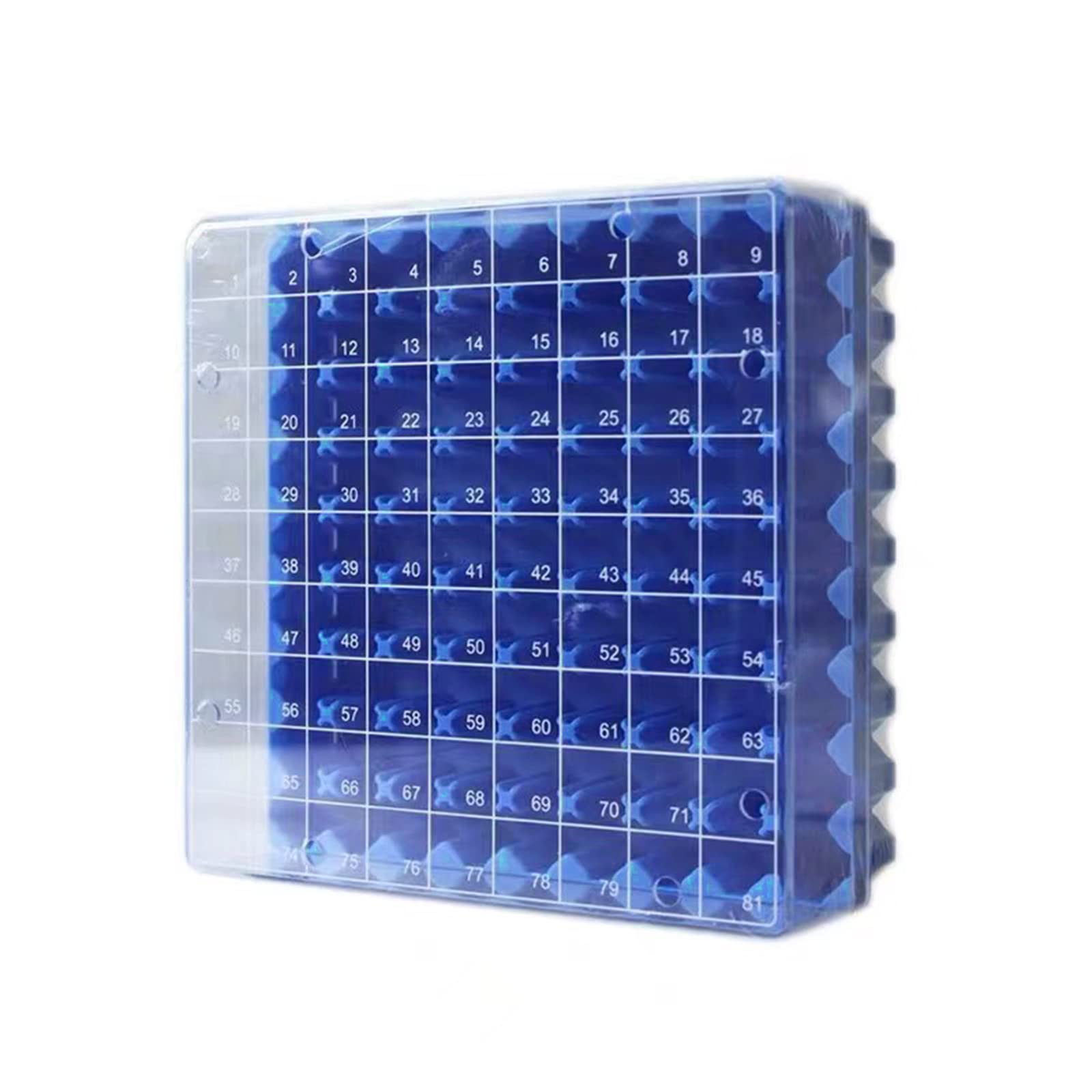 Cryogenic Storage Box - Polycarbonate Freezer Boxes,Blue/81 Place, for Storing 1.5-2.0 mL Cryotubes (Pack of 1)