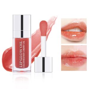 ionsgako hydrating lip glow oil plumping lip oil gloss moisturizing transparent lip balm non-sticky long lasting hydrating lip oil lip stain tinted - 012 rose bean paste pink