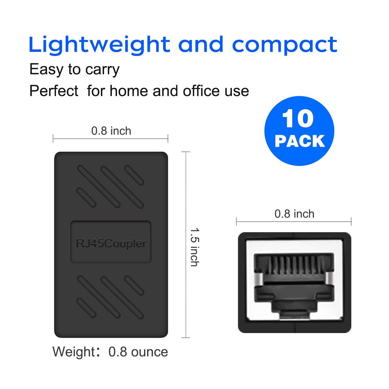 QINGLER RJ45 Cat6 Coupler Ethernet Extender Connector, 10 Pack in line Coupler Cat7 Cat6 Cat5e Cat5 Ethernet Cable Extender Female to Female Black