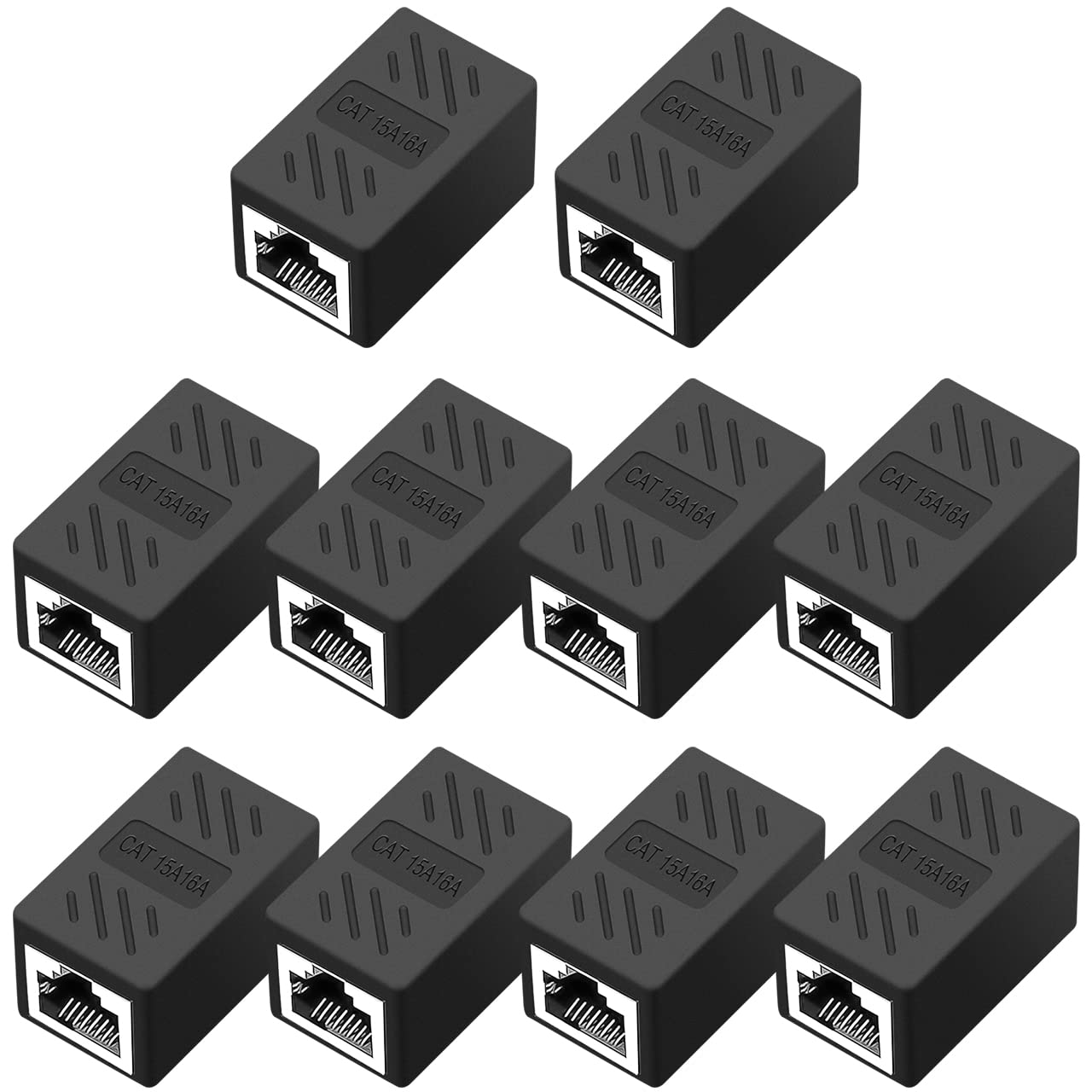 QINGLER RJ45 Cat6 Coupler Ethernet Extender Connector, 10 Pack in line Coupler Cat7 Cat6 Cat5e Cat5 Ethernet Cable Extender Female to Female Black