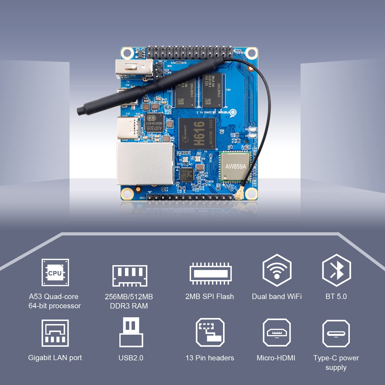 Orange Pi Zero 2 1GB DDR3 Allwinner H616 Quad Core 64 Bit with 2MB SPI Flash, Support WiFi+BT5.0,Gigabit Ethernet, Open Source Computer Run Android,Ubuntu,Debian(Zero2+Heat Sink+Case+Power Supply)