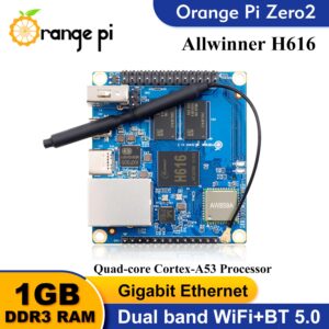 Orange Pi Zero 2 1GB DDR3 Allwinner H616 Quad Core 64 Bit with 2MB SPI Flash, Support WiFi+BT5.0,Gigabit Ethernet, Open Source Computer Run Android,Ubuntu,Debian(Zero2+Heat Sink+Case+Power Supply)