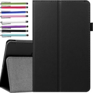 EpicGadget case for Lenovo 8" Tab M8 Gen 3/Smart Tab M8 Gen 3 2022/Tab M8 HD LTE 2021/Tab M8 HD/Smart Tab M8/Tab M8 FHD 2019 - Lightweight Folio PU Leather Folding Stand Cover Case (Black)