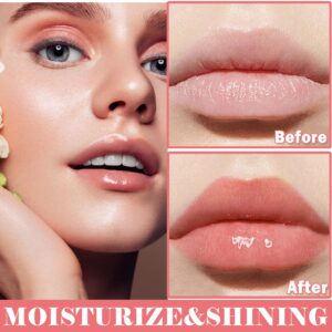 IONSGAKO Hydrating Lip Glow Oil Plumping Lip Oil Gloss Moisturizing Transparent Lip Balm Non-Sticky Long Lasting Hydrating Lip Oil Lip Stain Tinted - 012 Rose Bean Paste Pink