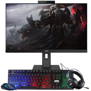 gaming all in one pc 24 inch fhd touchscreen, mtg yama, intel core i5 10th gen, 16gb ram, 2tb nvme, amd rx 550 4gb ddr5 graphics, webcam, dvd rw, rgb combo, windows 11 home