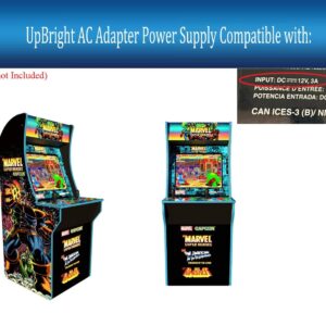 UpBright 12V AC/DC Adapter Compatible with Arcade1Up 7839 7651 Marvel Super Heroes Rare Riser at-Home Game Machine Item 8055 7990 7984 7754 NBA Jam Midway Arcade 1Up 3A Power Supply Cord Charger PSU