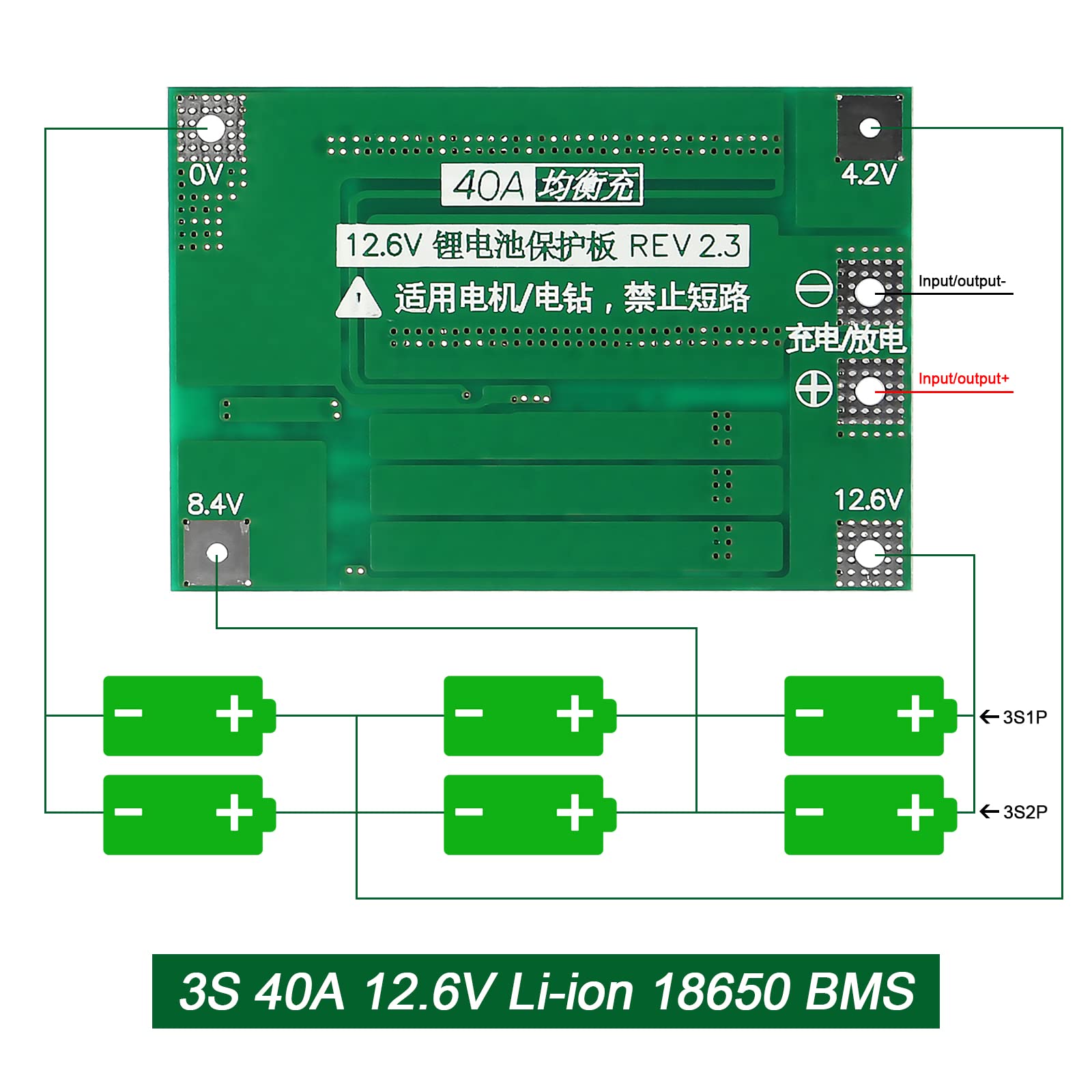 QCCAN 3S 40A 12.6V Li-ion Lithium Battery Protection Board PCB BMS Charger Protection Circuit for Drill Motor (3S 40A)…