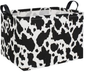 ddbasket rectangle cow basket cow print storage basket cute canvas organizer bin kids toy basket for bedroom decor kids toys books, clothes shelves gift basket(cow print)