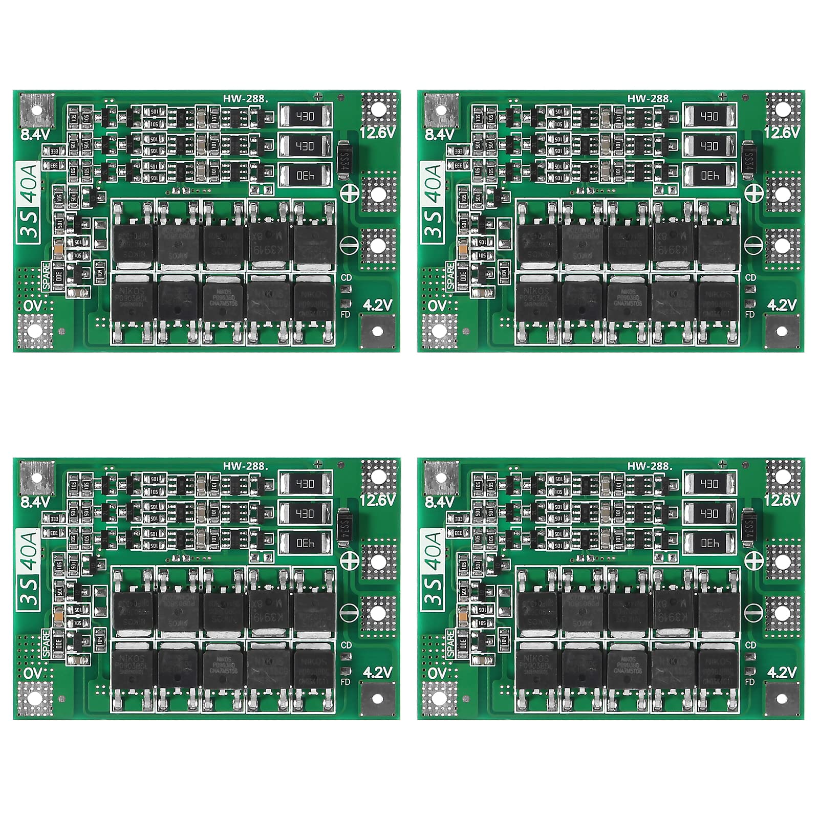 QCCAN 3S 40A 12.6V Li-ion Lithium Battery Protection Board PCB BMS Charger Protection Circuit for Drill Motor (3S 40A)…