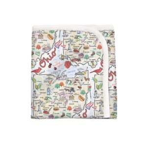 fish kiss® ohio map repeat baby blanket for boys and girls, 28 x 36 inch, pima cotton interlock knit, receiving blanket, ohio baby gift, newborn unisex baby gift