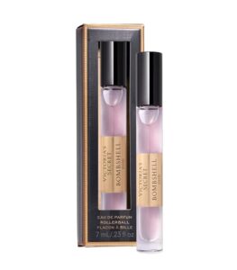 victoria's secret bombshell oud eau de parfum rollerball, notes of oud, spice, pink saffron & peony travel size mini perfumes for women (0.23 oz)