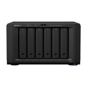 synology diskstation ds1621+ nas server with ryzen 2.2ghz cpu, 32gb memory, 108tb hdd storage, 1tb m.2 nvme ssd, 4 x 1gbe lan ports, dsm operating system