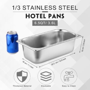 10 Pack Hotel Pans Stainless Steel Steam Table Pan 1/3 Size, 0.8 mm Thick Steam Pan Anti Jam Warming Pans for Food Warmer Restaurant Catering Supplies, 12.8 x 6.9 Inch (Standard,4 Inch Deep)