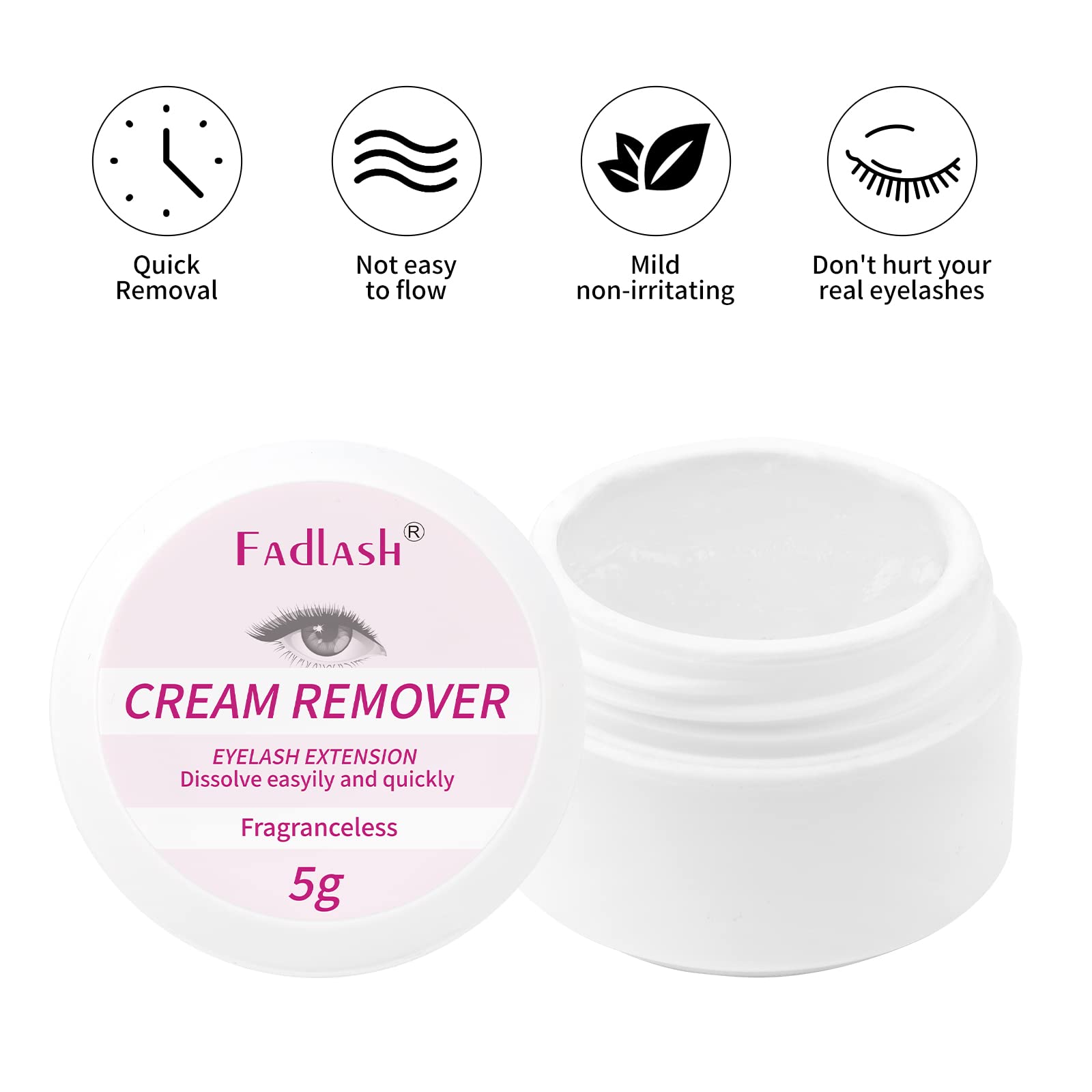 Lash Extension Remover 5g Cream Sensitive Skin Lash Glue Remover Quickly and Low Irritation Lash Remover Eyelash for Salon Lash by FADLASH (tasteless)