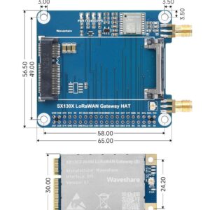 Waveshare SX1303 915M LoRaWAN Gateway HAT Compatible with Raspberry Pi 5/4B/3B/Zero/Zero W/Zero 2W/Pico/Pico W/Pico WH, Mini-PCIe Socket, Long Range Transmission, Large Capacity, Multi-Band Support