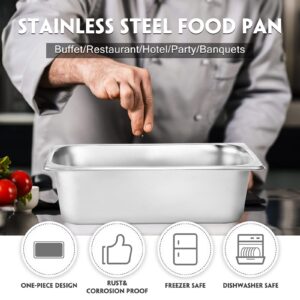 10 Pack Hotel Pans Stainless Steel Steam Table Pan 1/3 Size, 0.8 mm Thick Steam Pan Anti Jam Warming Pans for Food Warmer Restaurant Catering Supplies, 12.8 x 6.9 Inch (Standard,4 Inch Deep)