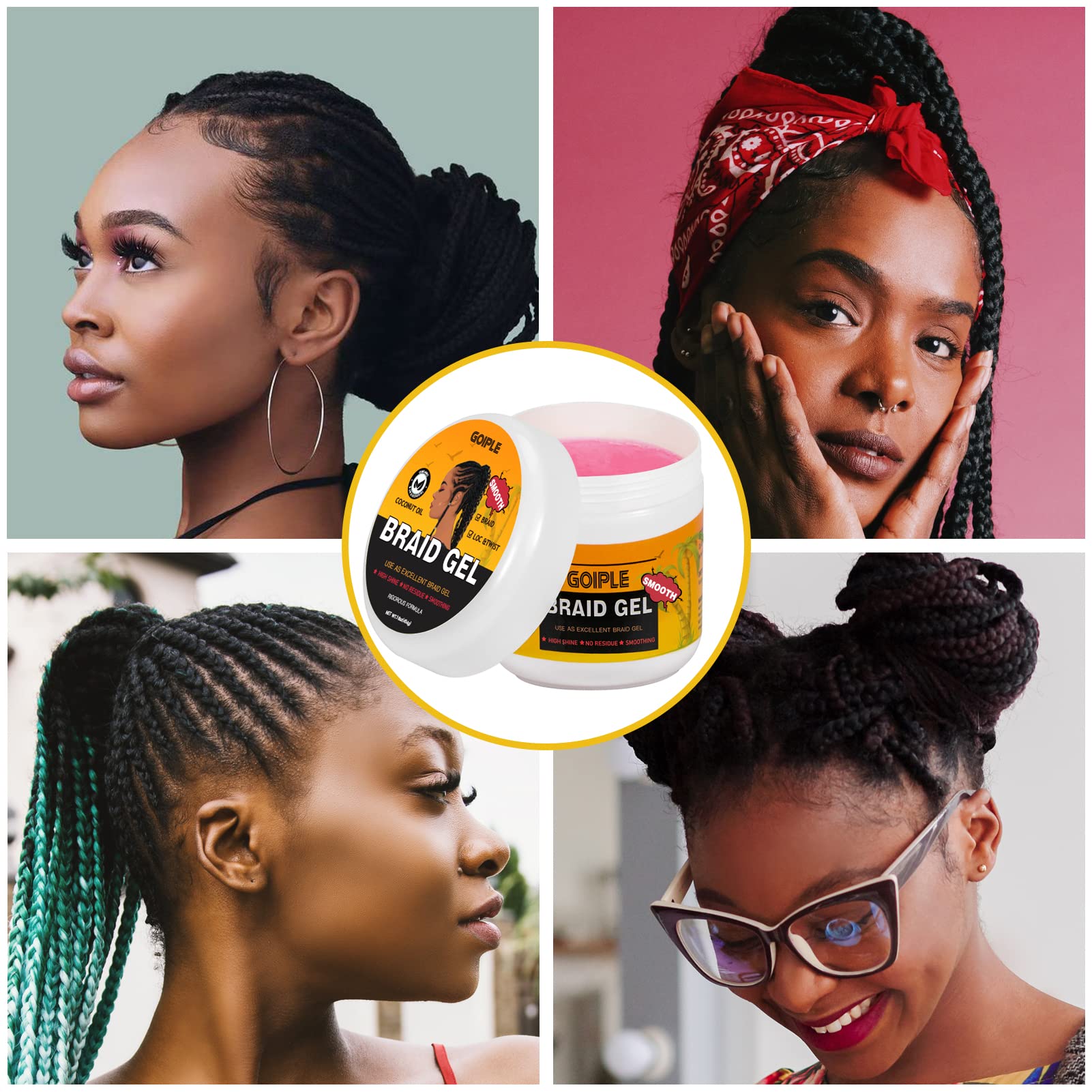 16 OZ Big Capacity Strong Hold Smoothing Gel for Twist, Locs, Braids, Edge, Cornrows - No Flake, Tames Frizz, High Shine, Easy to Use Braiding and Edge Control Gel