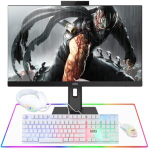 gaming all in one pc 24 inch fhd touchscreen, mtg yama, intel core i5 10th gen, 16gb ram, 1tb nvme and 2tb ssd, nvidia gt 730 4gb ddr3 graphics, webcam, gaming kit, windows 11 home