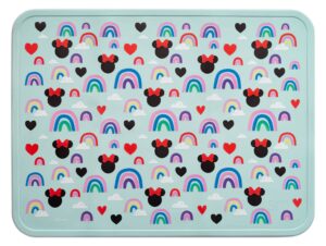 simple modern silicone placemat for baby, toddlers, kids | non-slip baby eating table food mat for restaurants and dining table | piper collection | minnie mouse rainbows