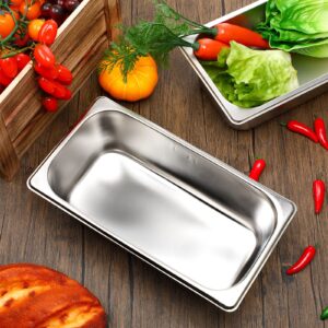 10 Pack Hotel Pans Stainless Steel Steam Table Pan 1/3 Size, 0.8 mm Thick Steam Pan Anti Jam Warming Pans for Food Warmer Restaurant Catering Supplies, 12.8 x 6.9 Inch (Standard,4 Inch Deep)