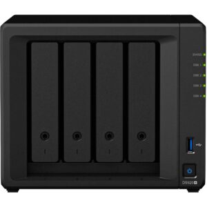 synology diskstation ds920+ nas server with celeron 2.0ghz cpu, 8gb memory, 16tb ssd storage, 1tb m.2 nvme ssd, 2 x 1gbe lan ports, dsm operating system