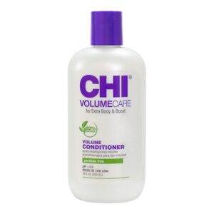 chi volumecare volumizing conditioner, increases volume on thin, fine, or flat hair, moisturizing formula, sulfate, paraben, & cruelty-free, 12 oz