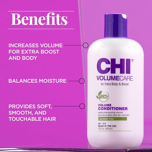 CHI VolumeCare Volumizing Conditioner, Increases Volume on Thin, Fine, or Flat Hair, Moisturizing Formula, Sulfate, Paraben, & Cruelty-Free, 12 Oz