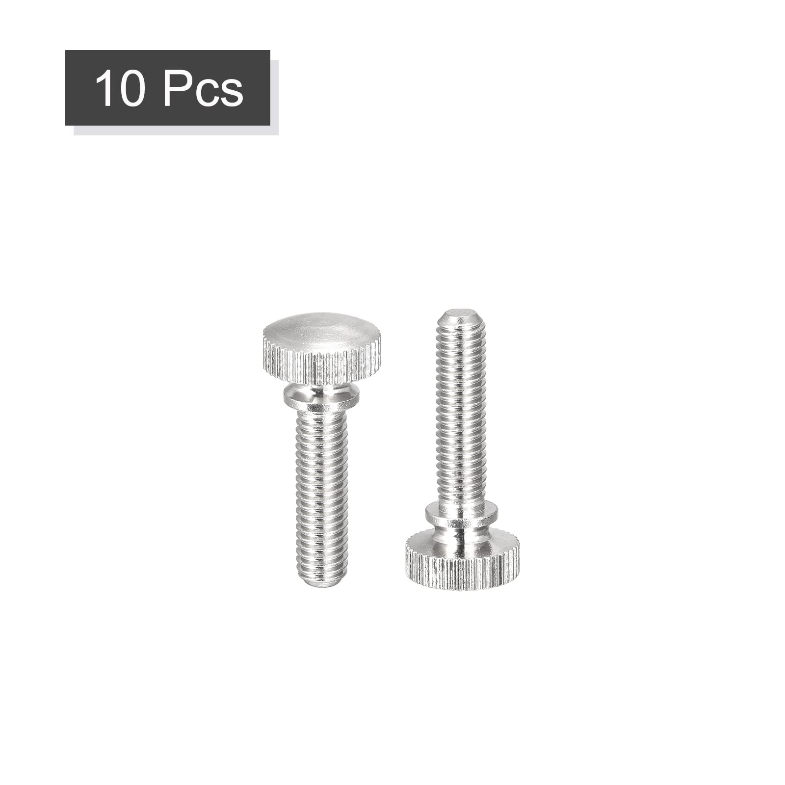 uxcell Knurled Thumb Screws, M5x20mm Brass Shoulder Bolts Grip Knobs Fasteners, Nickel Plated 10Pcs