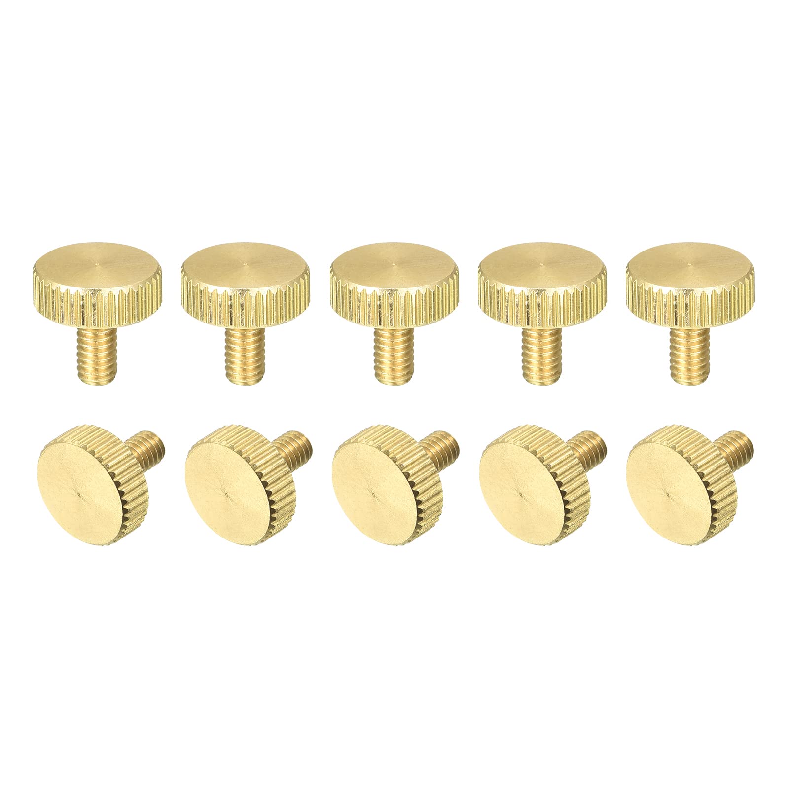 uxcell Knurled Thumb Screws, M4x8mm Flat Brass Bolts Grip Knobs Fasteners for PC, Electronic, Mechanical 10Pcs