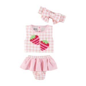 mud pie girls swimsuit & headband set, strawberry, 3t