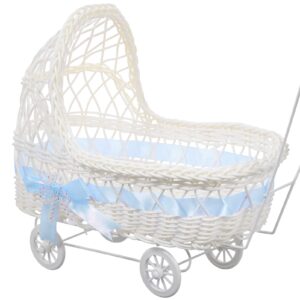 gadpiparty rattan baby boy shower candy boxes woven flower basket baby stroller shape wedding favor basket christmas birthday treat box baptism basket boxes blue