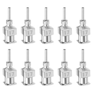 harfington 10pcs 17gauge stainless steel dispensing needles, 1/4" all metal glue needle tube blunt tips luer lock for thick liquids, ink, glue, lab use