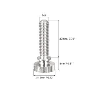 uxcell Knurled Thumb Screws, M5x20mm Brass Shoulder Bolts Grip Knobs Fasteners, Nickel Plated 10Pcs