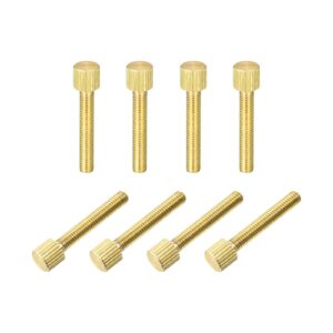 uxcell knurled thumb screws, m4x25mm flat brass bolts 7mm dia.grip knobs fasteners for pc, electronic, mechanical 8pcs