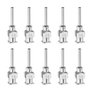 harfington 10pcs 14gauge stainless steel dispensing needles, 1/2" all metal glue needle tube blunt tips luer lock for thick liquids, ink, glue, lab use