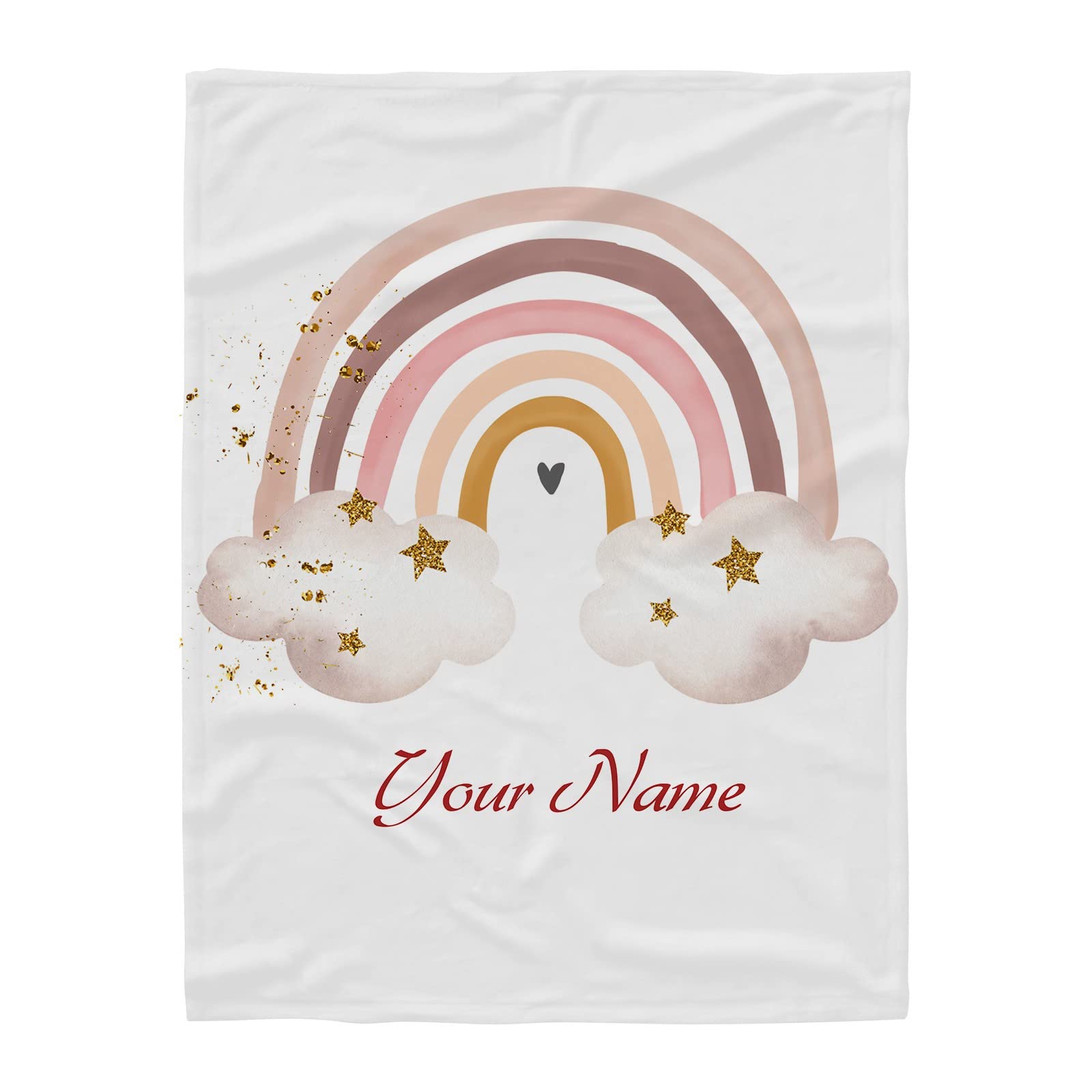 Half Circle Rainbow Star Swaddling Custom Blankets Personalized Blanket with Name for Kids Newborns Baby Shower Pet Gift 30 x 40 Inch