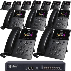 xblue qb2 system bundle with 12 ip5g ip phones including auto attendant, voicemail, cell & remote phone extensions & call recording