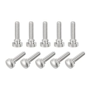 uxcell Knurled Thumb Screws, M5x20mm Brass Shoulder Bolts Grip Knobs Fasteners, Nickel Plated 10Pcs