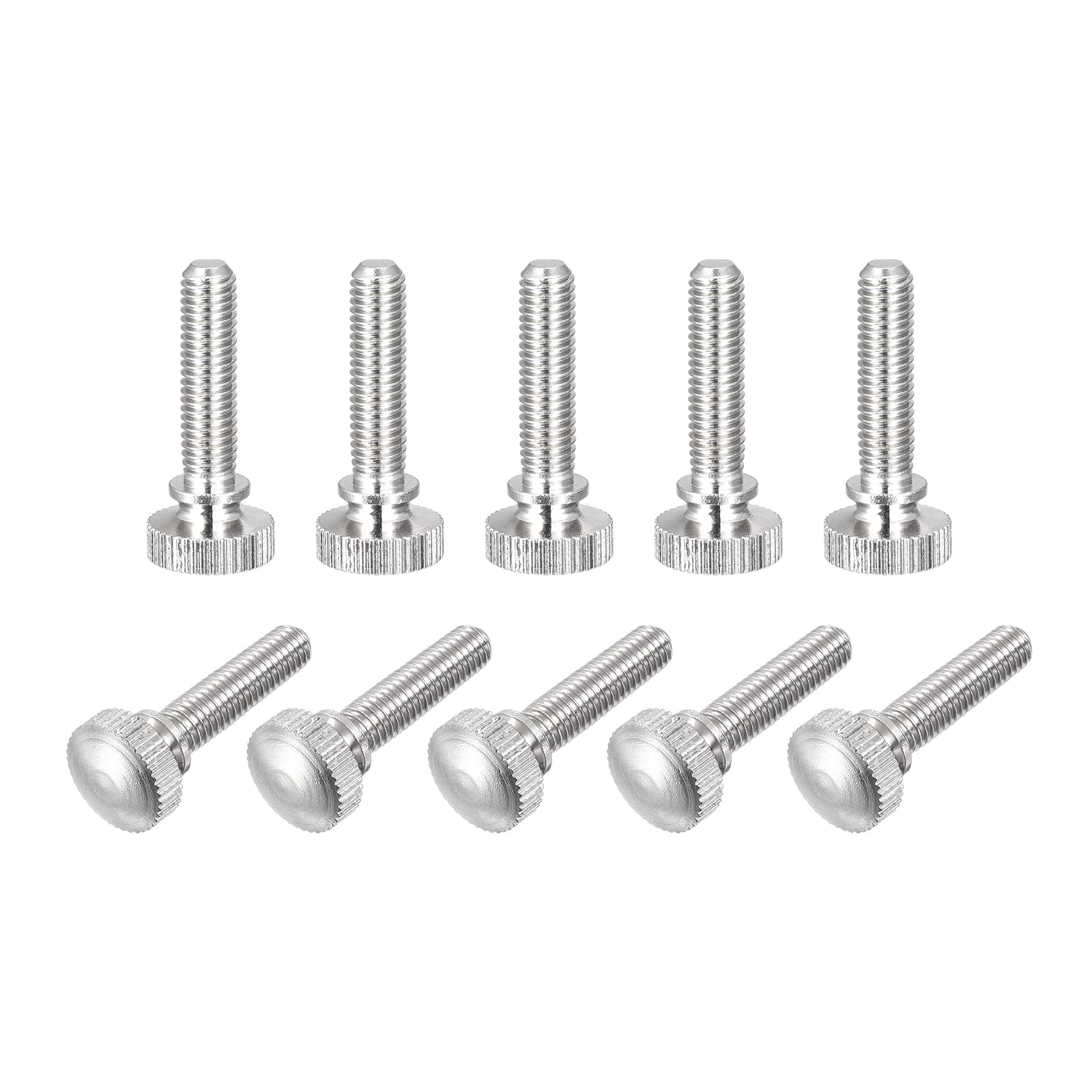 uxcell Knurled Thumb Screws, M5x20mm Brass Shoulder Bolts Grip Knobs Fasteners, Nickel Plated 10Pcs