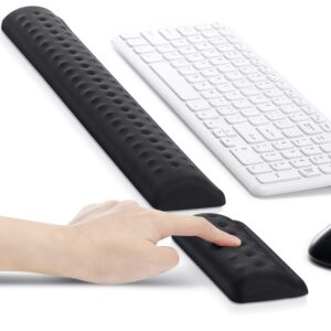 gimars upgrade soft memory foam keyboard wrist rest with massage dot, ergonomic wrist rest for computer keyboard with pu non-slip base, comfortable wrist pad for office,typing pain relief