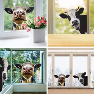 Fantasyon Funny Cow Wall 4 Pcs Decal Peeking Cow Wall Sticker Vinyl Cute Animal Art Sticker Weird Stuff Wall Decor for Farmhouse Classroom Living Room Kitchen Decoration