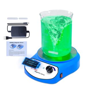 xin tester 3000ml led digital magnetic stirrer, stainless steel magnetic mixer with stir bar, magnetic stir plate for sauces/yeast starters/paint/ink/lab (no heating) max stirring rate: 2200rpm