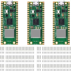 geeekpi 3pcs raspberry pi pico w with pin-headers,- raspberry pi rp2040 chip, wi-fi wireless connectivity